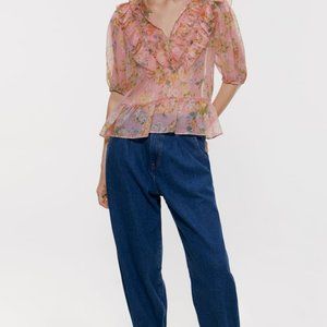 Zara | Tops | Zara Printed Ruffled Blouse 83025 | Poshmark